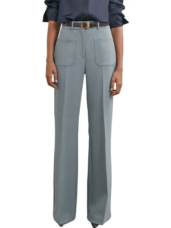 REISS Priya Patch Pocket Wide-leg Pants - Blue