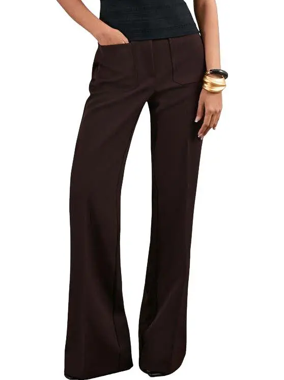 REISS Priya Patch Pocket Wide-leg Pants - Chocolate Brown