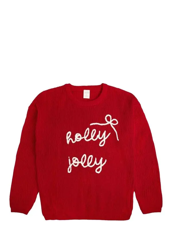 SWEET WINK Holly Jolly Bow Christmas Knit Sweater - Ruby Red