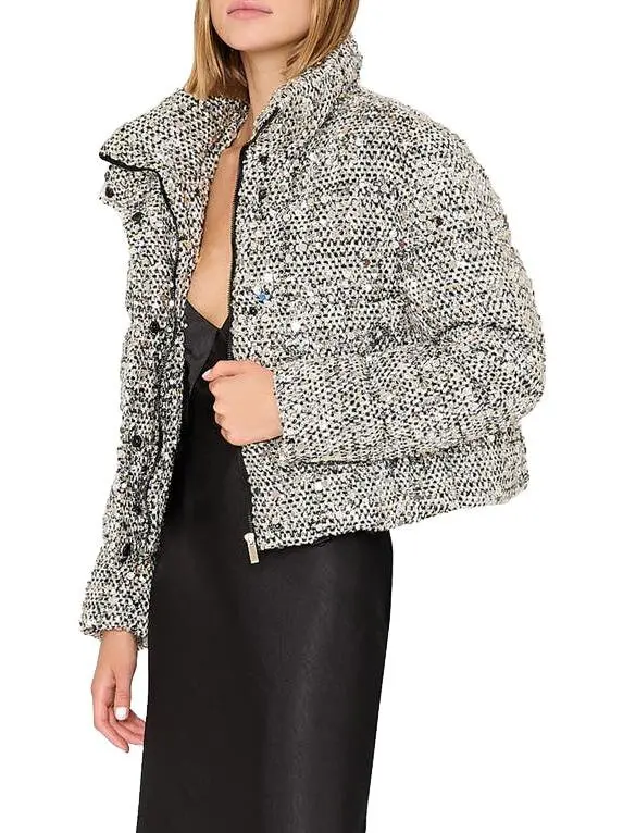 MILLY Hayes Sequin Tweed Jacket - Black Mult