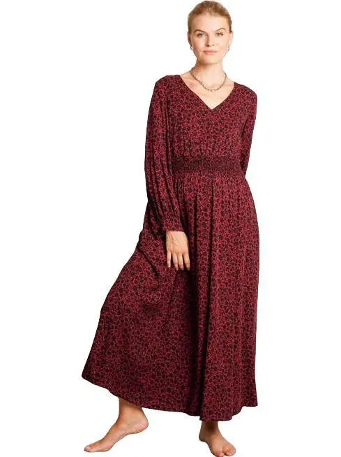 NOM MATERNITY Leila Maternity & Nursing Dress - Burgundy Floral
