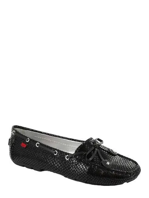 MARC JOSEPH NEW YORK Cypress Hill Leather Tie-bow Driver Loafer - Black Snake