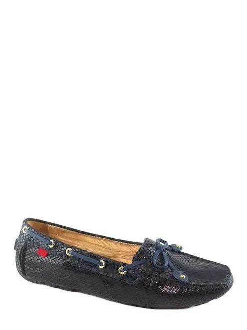 MARC JOSEPH NEW YORK Cypress Hill Leather Tie-bow Driver Loafer - Navy Snake