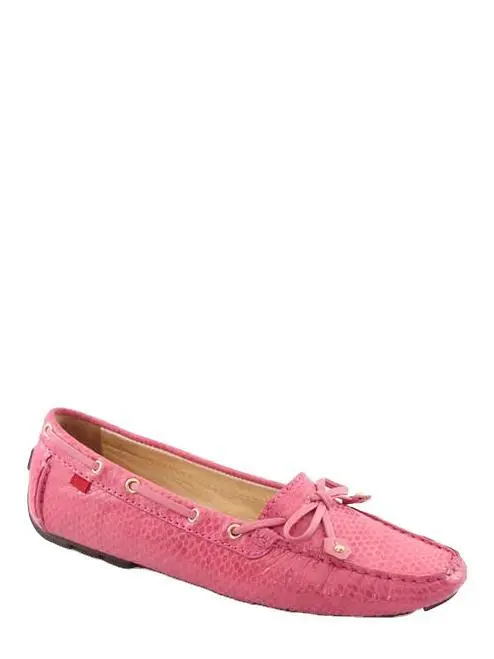 MARC JOSEPH NEW YORK Cypress Hill Leather Tie-bow Driver Loafer - Pink Snake