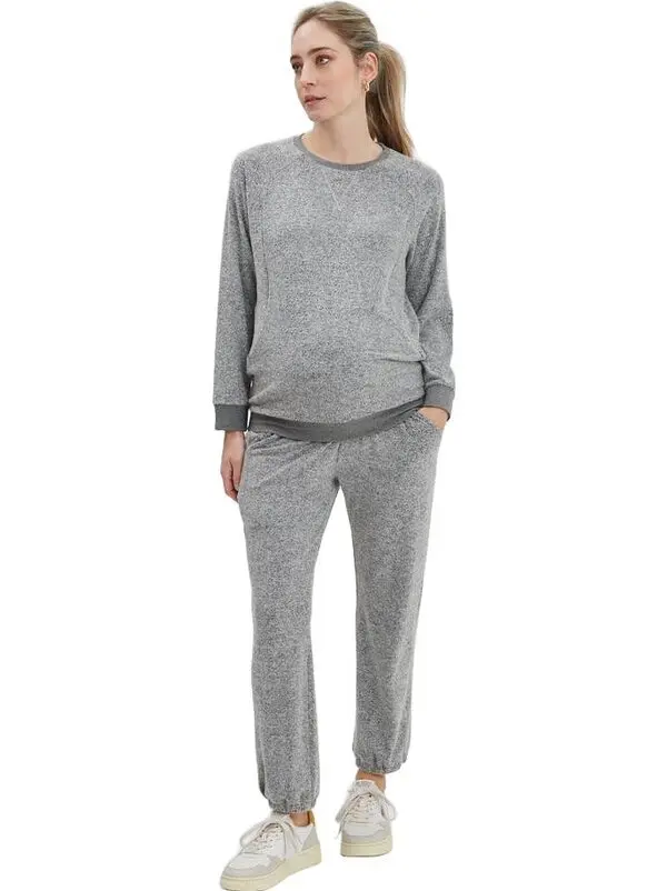 NOM MATERNITY Heart On My Sleeve Nursing Sweatshirt - Grey