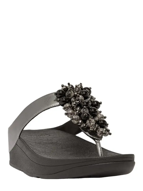 Fitflop Fino Bauble-bead Toe-post Sandals - Pewter Black