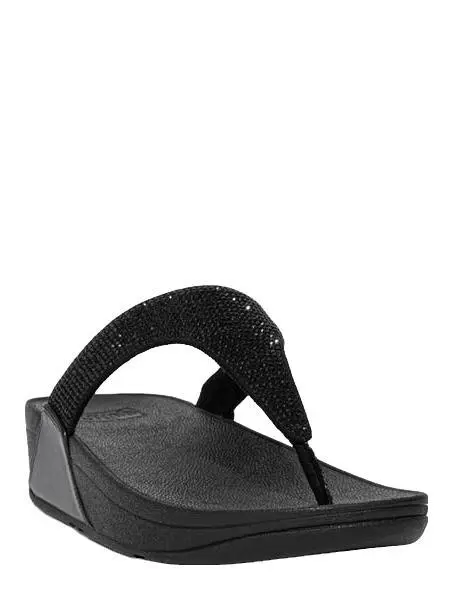 Fitflop Lulu Crystal Embellished Toe-post Sandals - All Black