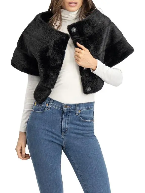 LYLA GRANT Fur-free Mink Capelet - Black