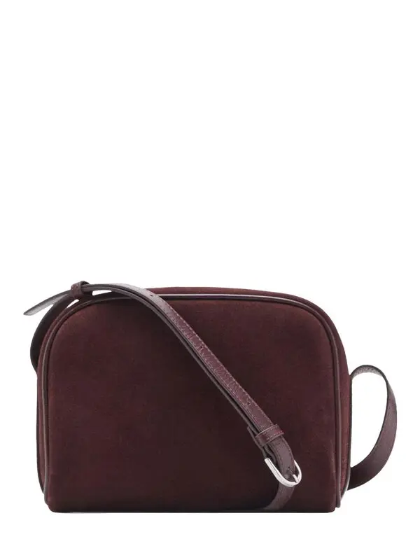 Mango Suede Shoulder Bag - Burgundy