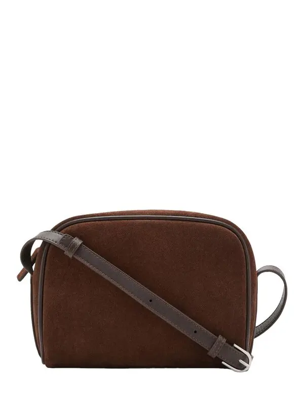 Mango Suede Shoulder Bag - Chocolate