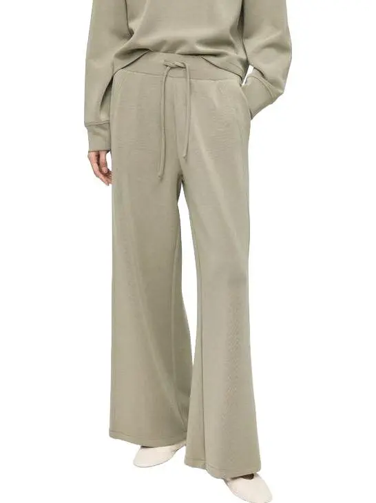Mango Drawstring Straight-leg Pants - Khaki Green