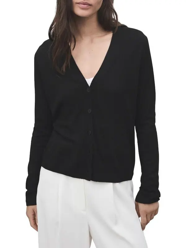 Mango V-neck Knit Cardigan - Black