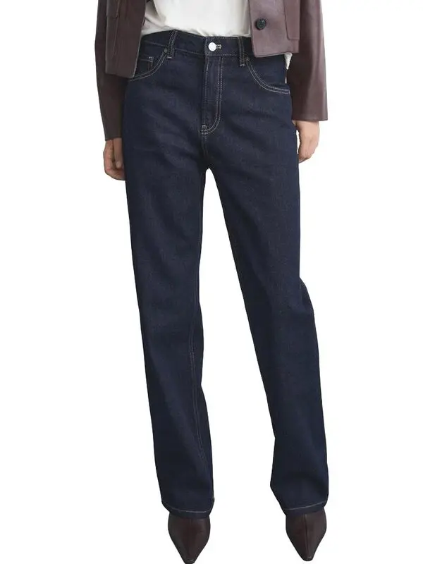 Mango Miami Straight Leg Jeans - Open Blue