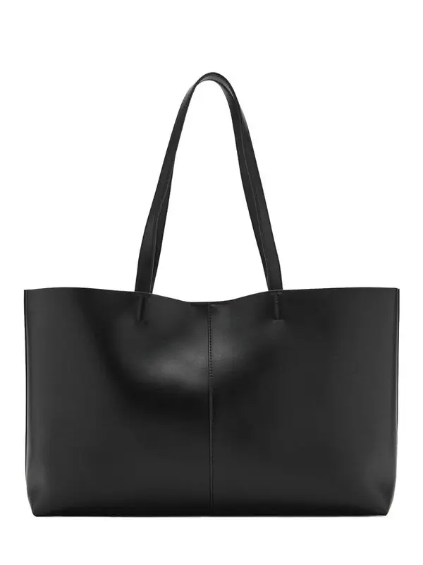 Mango Faux Leather Shopper Tote - Black