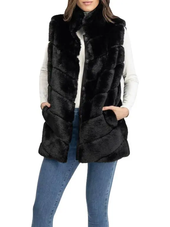 LYLA GRANT Fur-free Rex Rabbit Vest - Black