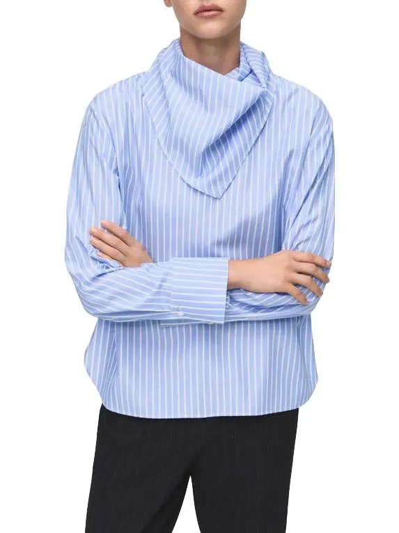 Mango Handkerchief Stripe Shirt - Sky Blue