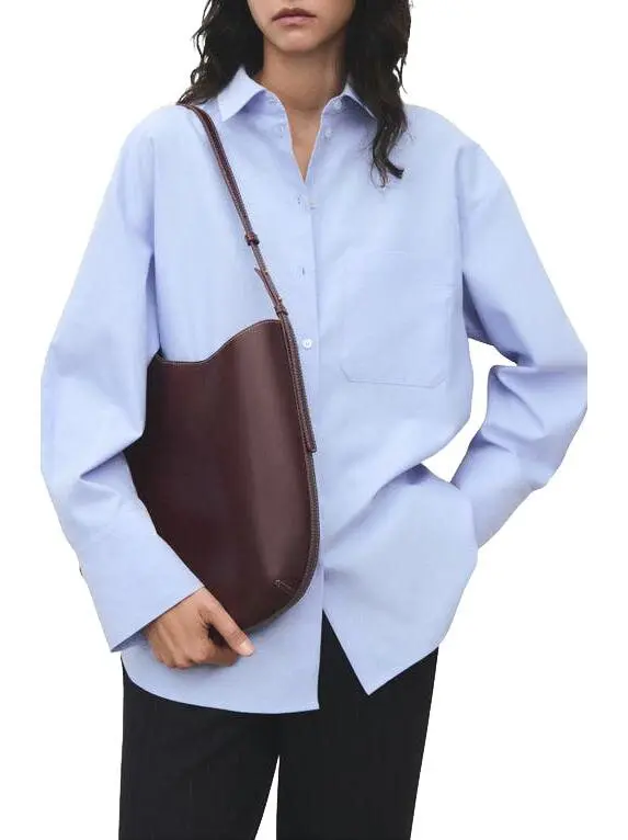 Mango Oversized Button-up Shirt - Sky Blue