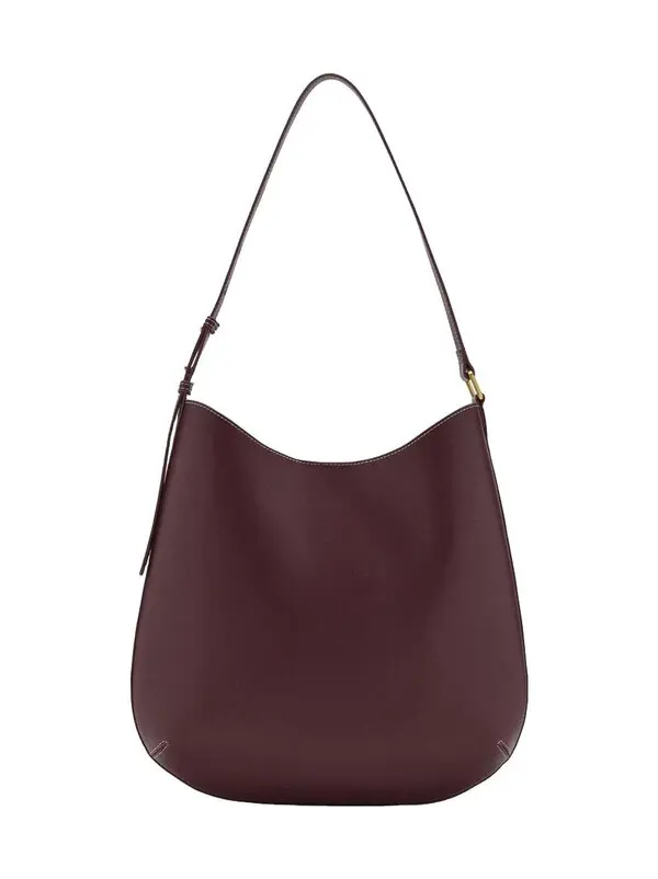 Mango Large Oval Faux Shoulder Bag - Burgundy