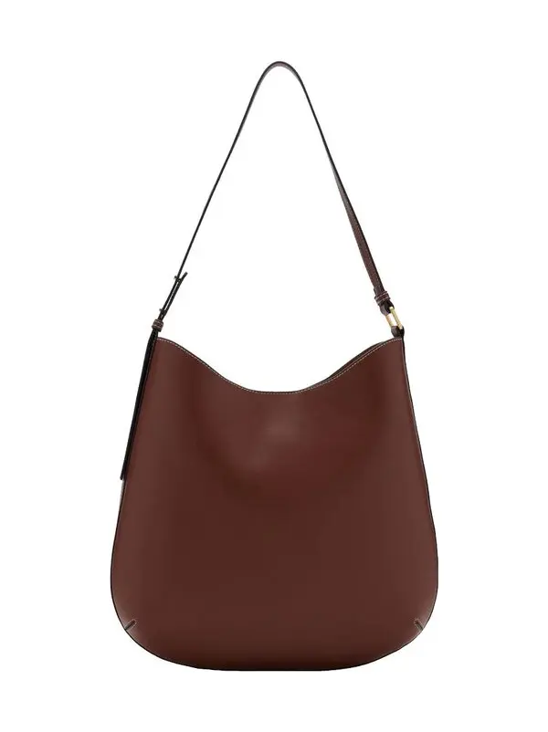 Mango Large Oval Faux Shoulder Bag - Leather
