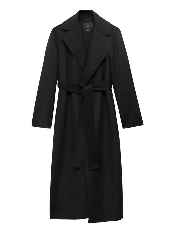 Mango Wool-blend Wrap Coat - Black