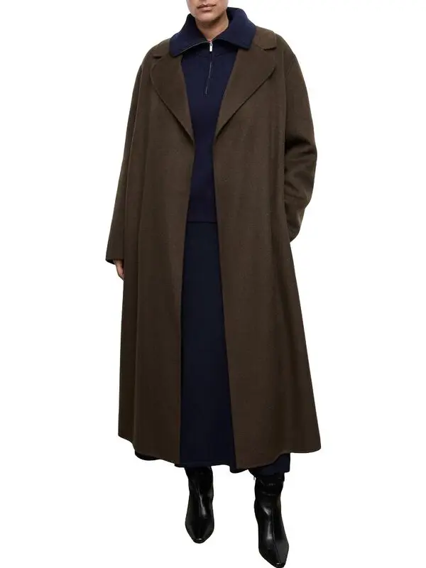 Mango Wool-blend Wrap Coat - Khaki Green
