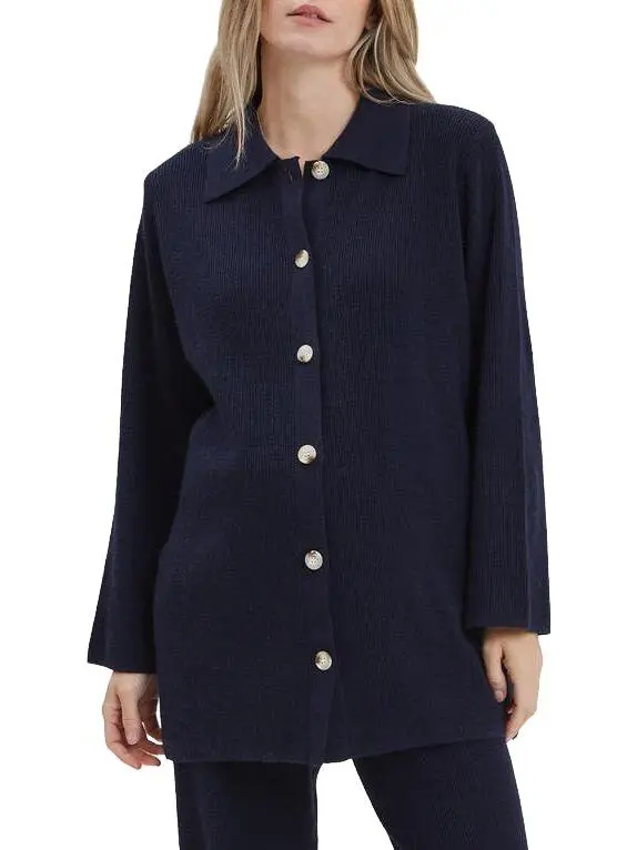 NOM MATERNITY Thomasine Maternity Sweater Cardigan - Navy