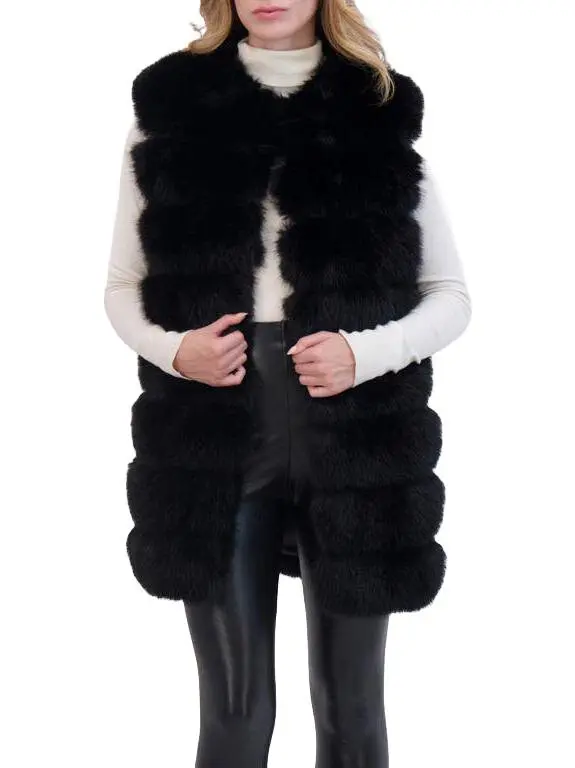 LYLA GRANT Fur-free Fox Vest - Black