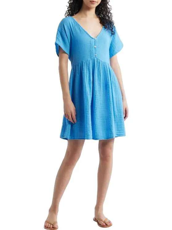 Rip Curl Premium Surf Cotton Gauze Babydoll Dress - Azure Blue