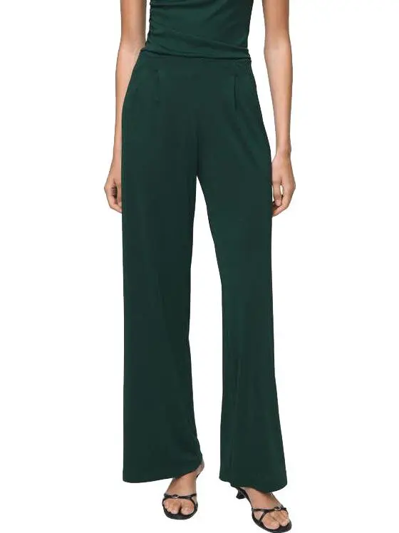 Mango Pleated Wide-leg Trousers - Dark Green