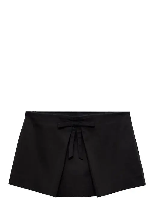 Mango Bow Detail Cotton Blend Skort - Black