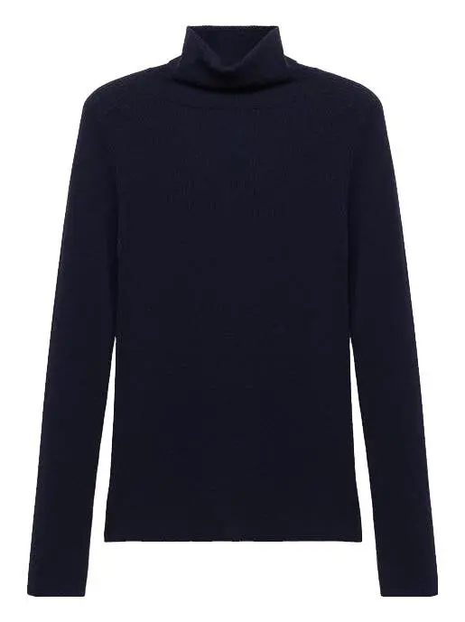 Mango Turtleneck Wool Sweater - Dark Navy
