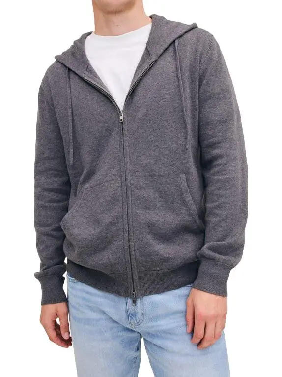 DL1961 Cotton And Cashmere Zip Hoodie Sweater - Charcoal Grey