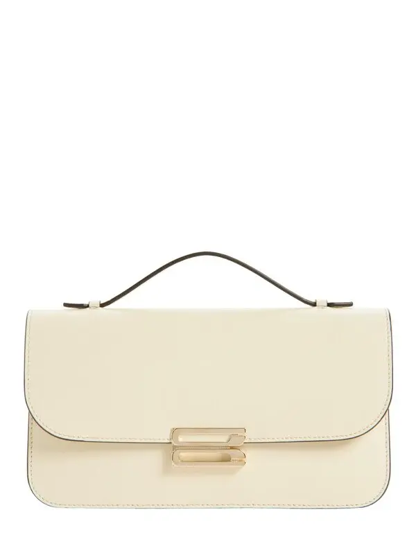 Victoria Beckham Midi Dorian Leather Top Handle Pouchette Bag - Ivory