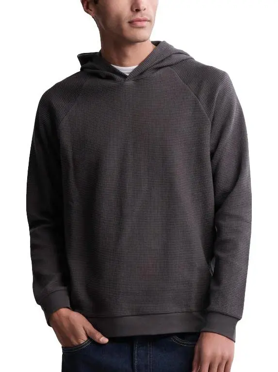 Barefoot Dreams Thermal Cotton Hooded Sweatshirt - Carbon
