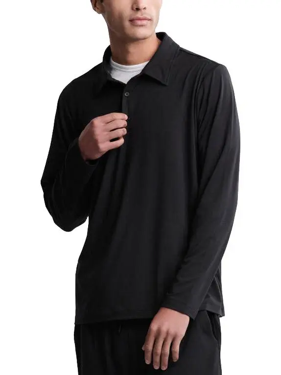 Barefoot Dreams Malibu Collection Butterchic Long Sleeve Polo - Black