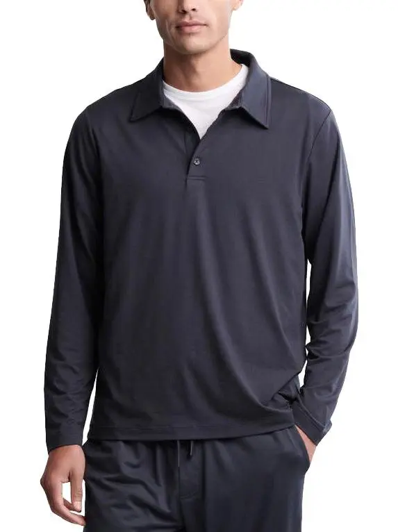 Barefoot Dreams Malibu Collection® Butterchic Long Sleeve Polo - Indigo