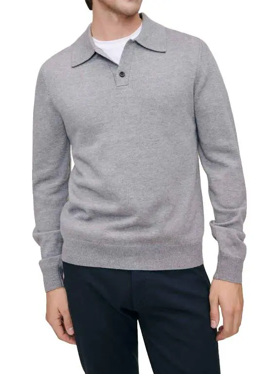 DL1961 Merino Wool Johnny Collar Polo Sweater - Grey Melange
