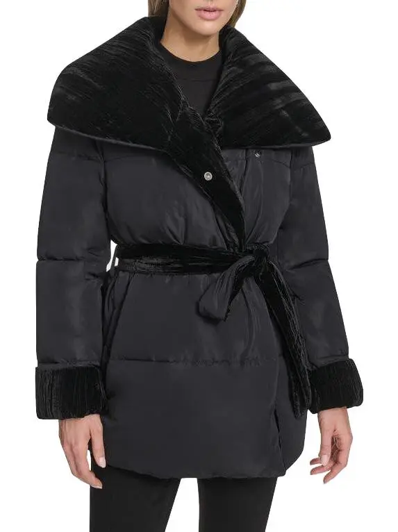 Andrew Marc Emerson Velvet Lined Puffer Coat - Black