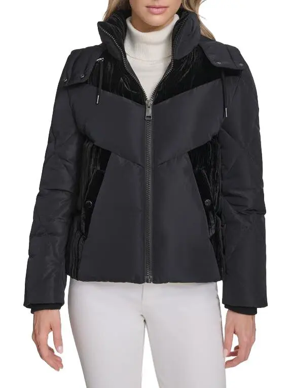 Andrew Marc Tayte Puffer Jacket With Removable Hood - Black