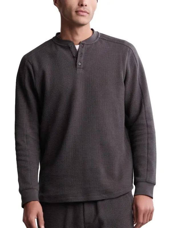 Barefoot Dreams Waffle Knit Henley - Carbon