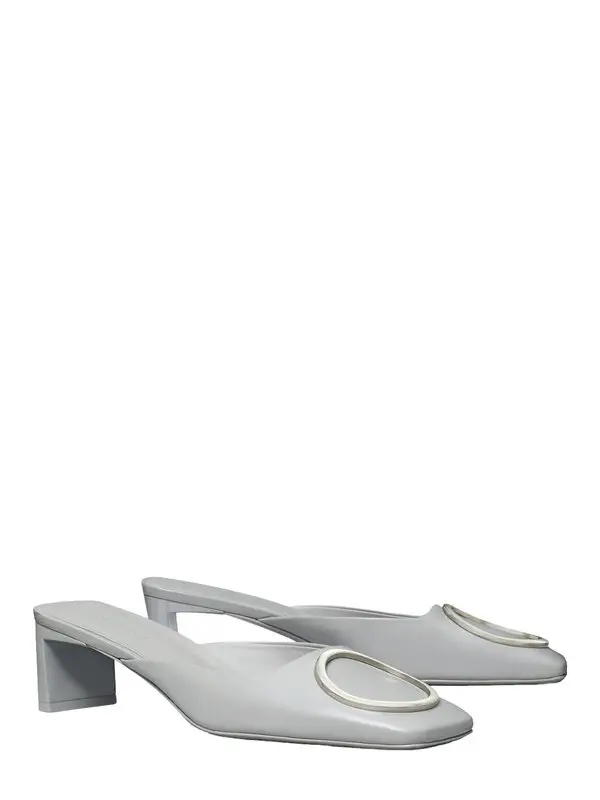 Tory Burch Ring Leather Mule - Loutre Gray /silver
