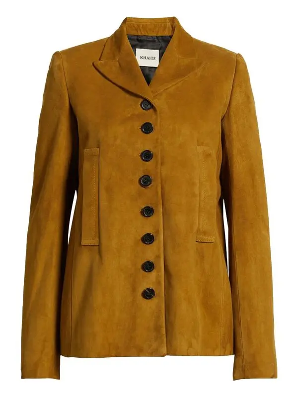 Khaite Saraphina Lambskin Suede Jacket - Toffee