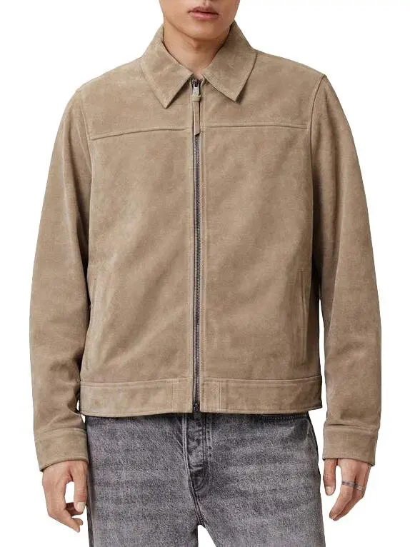 ALLSAINTS Rhone Suede Jacket - Mortar Brown
