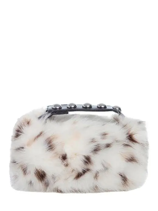 Apparis Marfa Snow Leopard Faux Fur Pouch - Blanc Multi