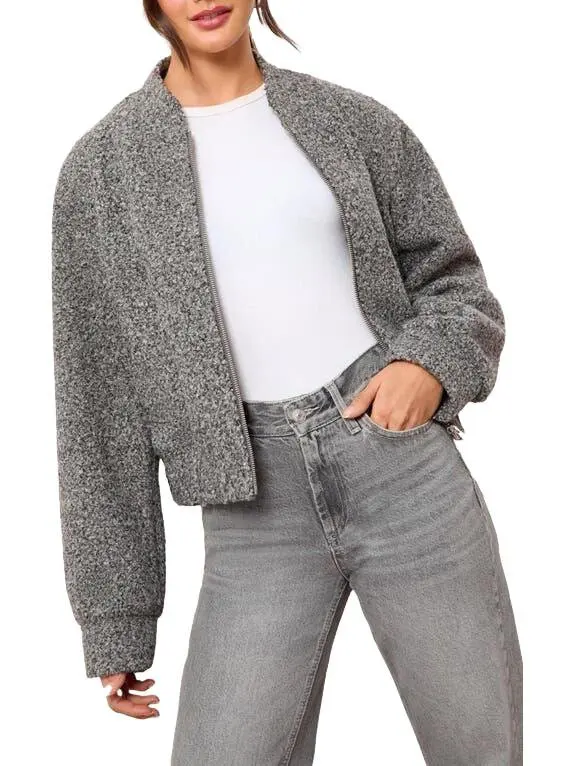 FRIENDS LIKE THESE Bouclé Crop Bomber Jacket - Grey