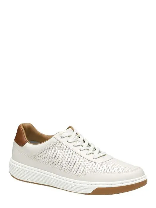Johnston & Murphy Dawson Perforated Leather Sneakers - White Full Grain
