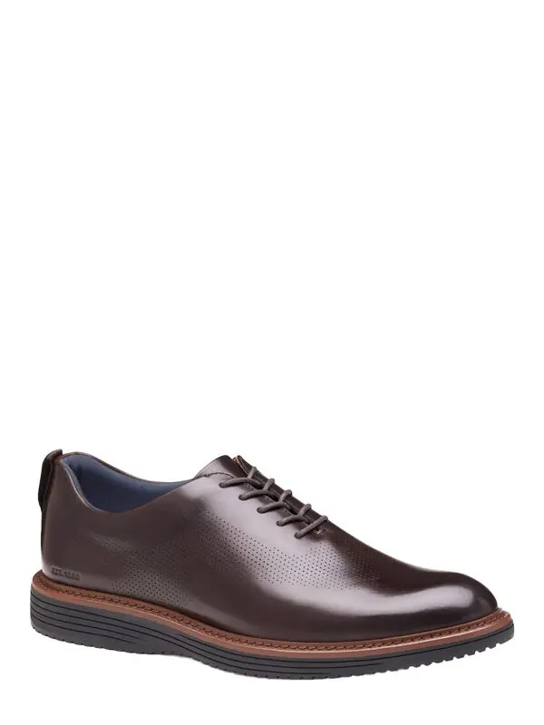 Johnston & Murphy Upton Perforated Leather Oxford - Mahogany Full Grain