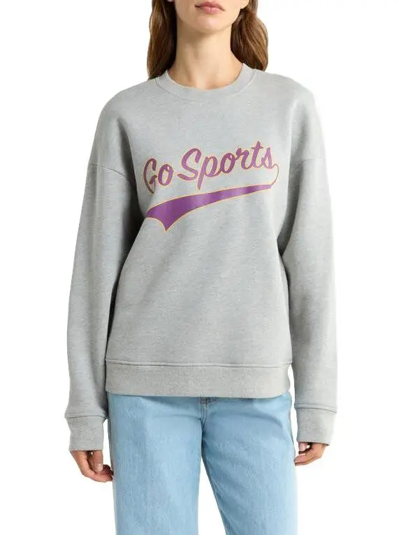 FAVORITE DAUGHTER The Go Sports Sweatshirt - Heather Grey/purple