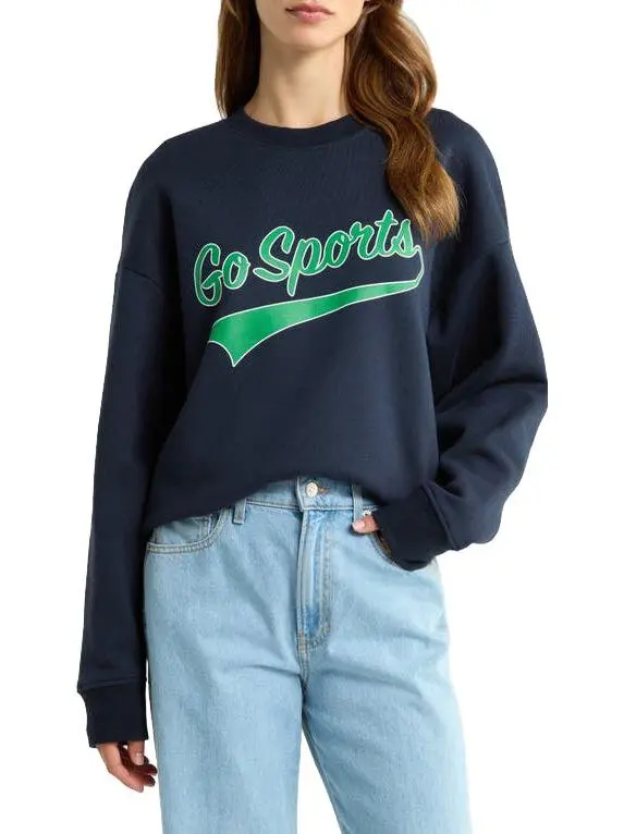 FAVORITE DAUGHTER The Go Sports Sweatshirt - Navy/green/white