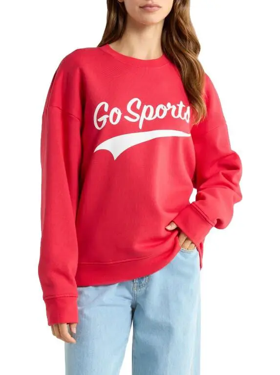 FAVORITE DAUGHTER The Go Sports Sweatshirt - Rouge Red/white